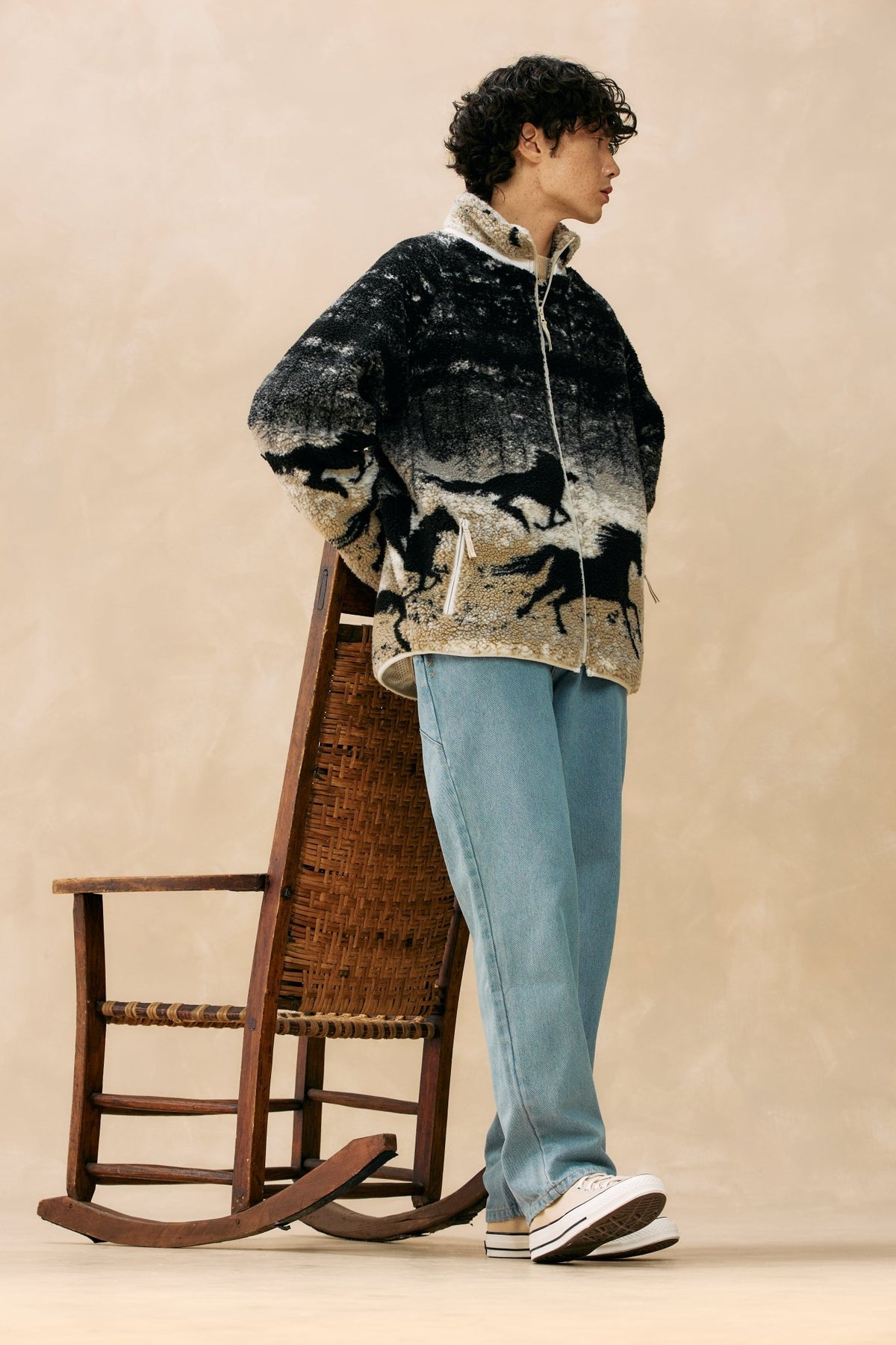 Printed Terry Fleece Jacket Wild Horses | Kuwalla Tee