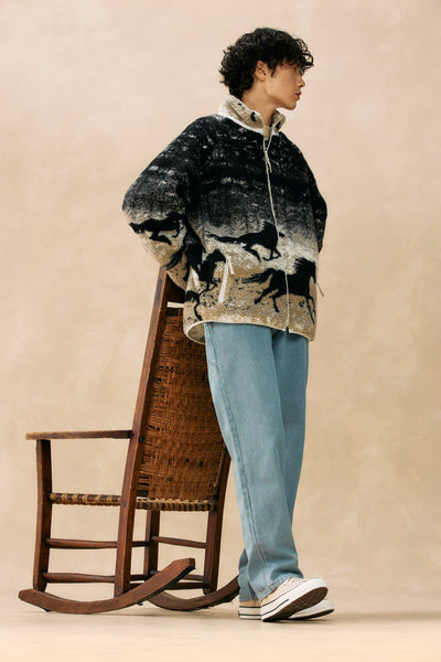 Printed Terry Fleece Jacket Wild Horses | Kuwalla Tee