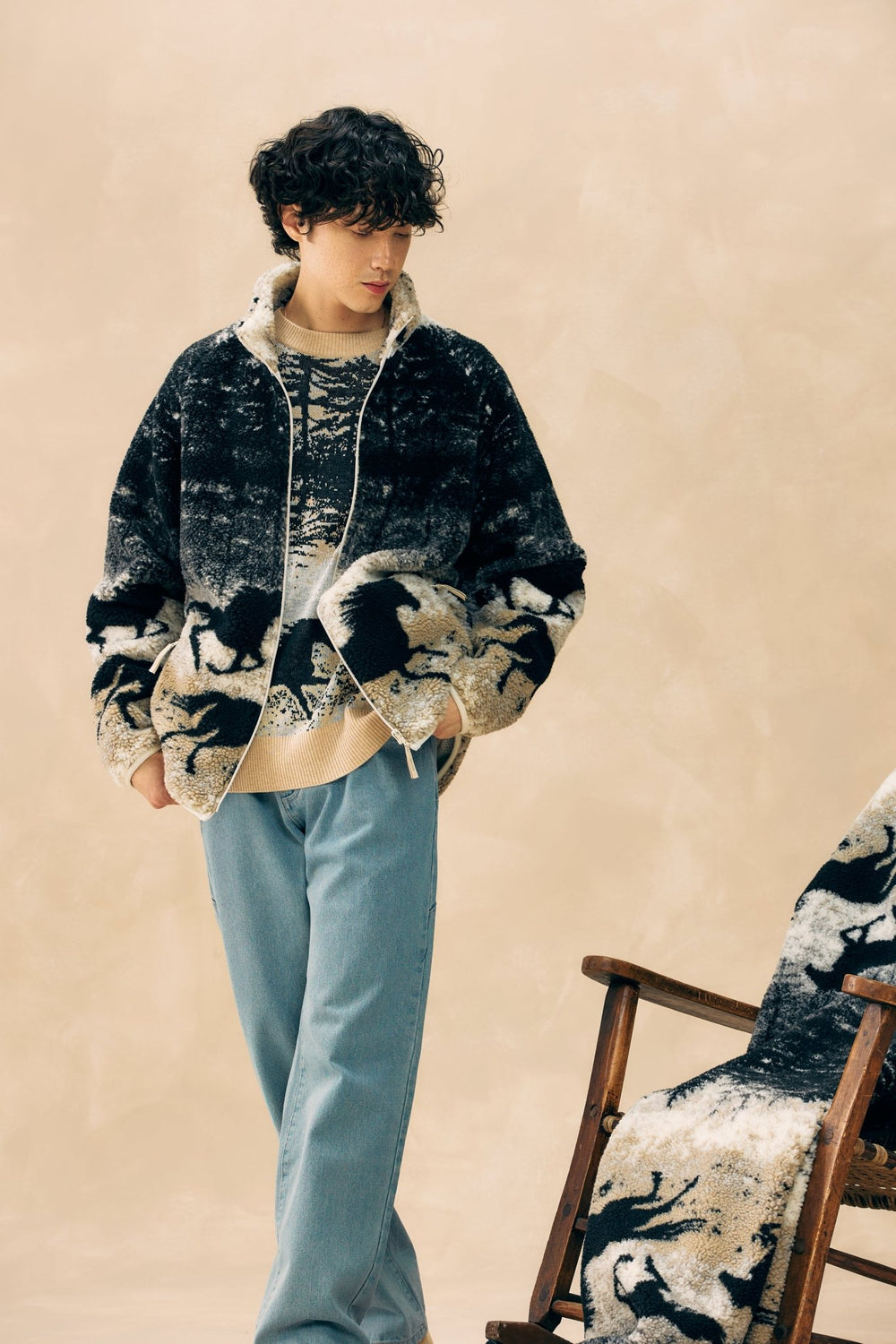 Printed Terry Fleece Jacket Wild Horses | Kuwalla Tee